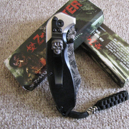 Couteau de Chasseur de Zombies A/O Acier Inox Décor Zombie Manche Alu ...