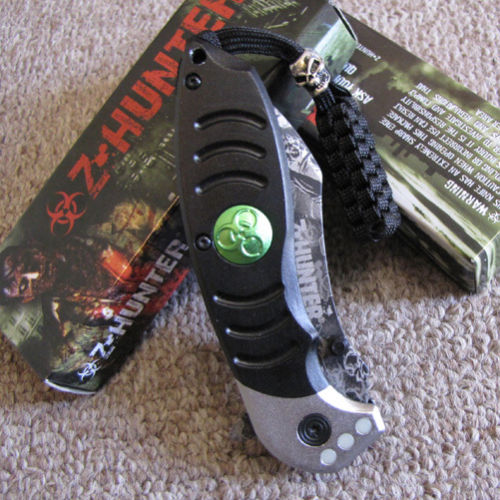 Couteau de Chasseur de Zombies A/O Acier Inox Décor Zombie Manche Alu ...