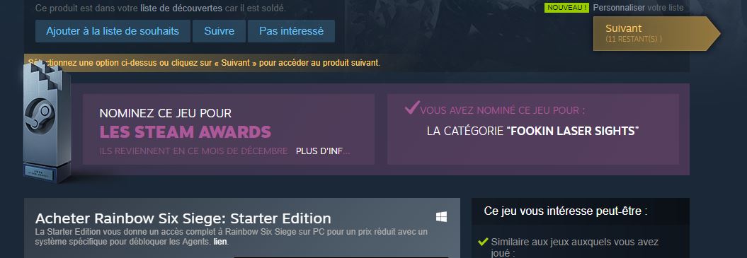 Everybody please vote R6S for the 'Fookin laser sights' on steam, I ...