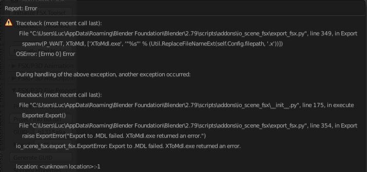 Error when exporting into mdl file. Pb Toolset ? | FSDeveloper