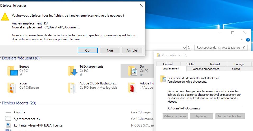 erreur de manipulation dossier et déplacement / dossiers