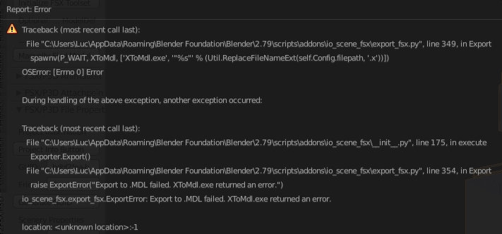 Error when exporting into mdl file. Pb Toolset ? | FSDeveloper