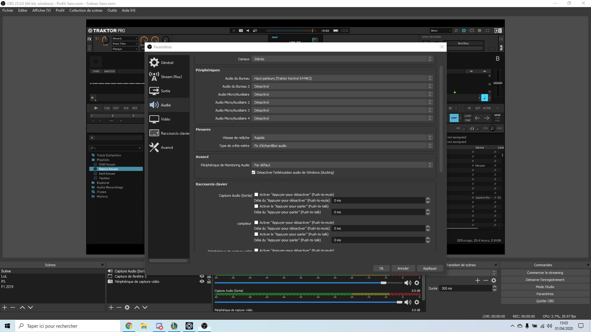 OBS DJ set mix on twitch/facebook, we can hear the cue on headphones ...