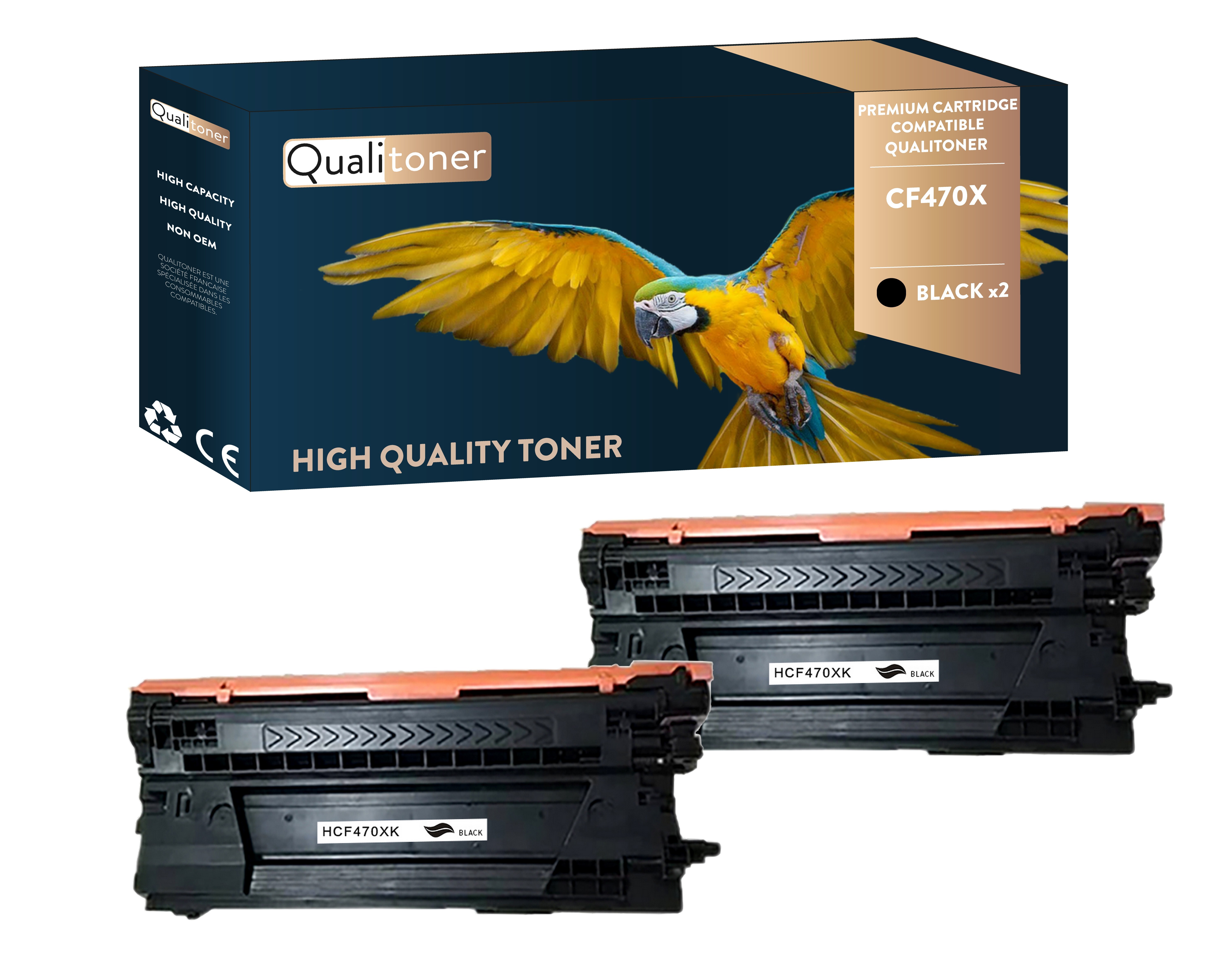 Toners pour HP CF470X Compatible Noir x2 QUALITONER 3663934258434 | eBay