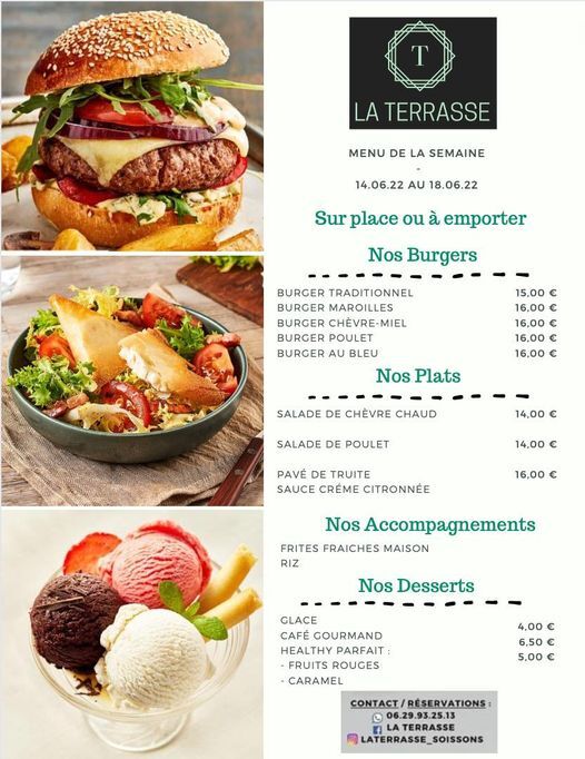 Carnets de notes : La Terrasse Voici le nouveau menu de cette semaine