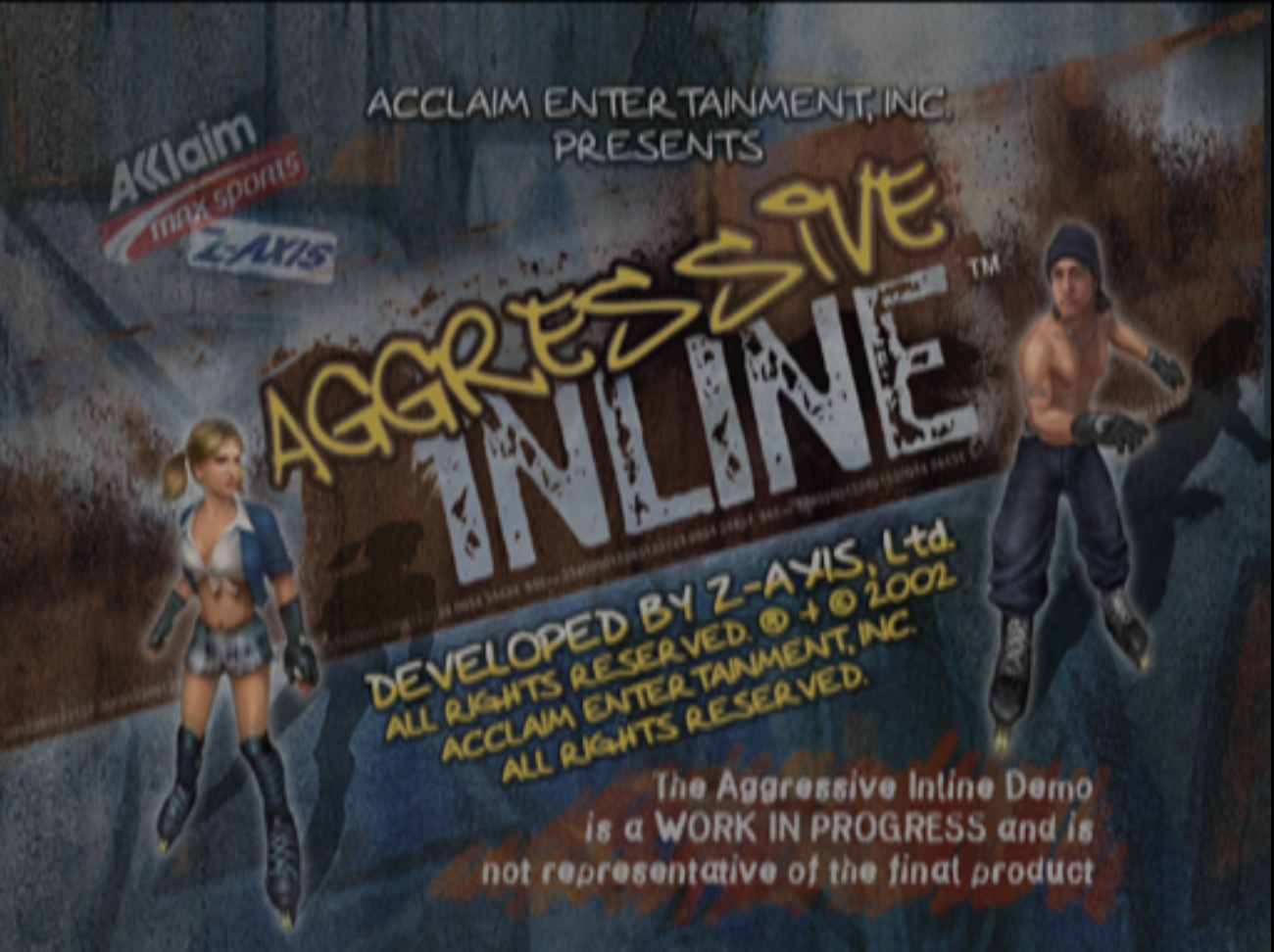 Acclaim Playstation 2 prototypes for the game Aggressive Inline (Demo)
