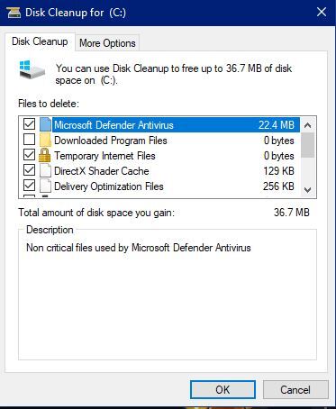 w10 - %temp%, temp, recent, prefetch, browser all cleared. Storage ...