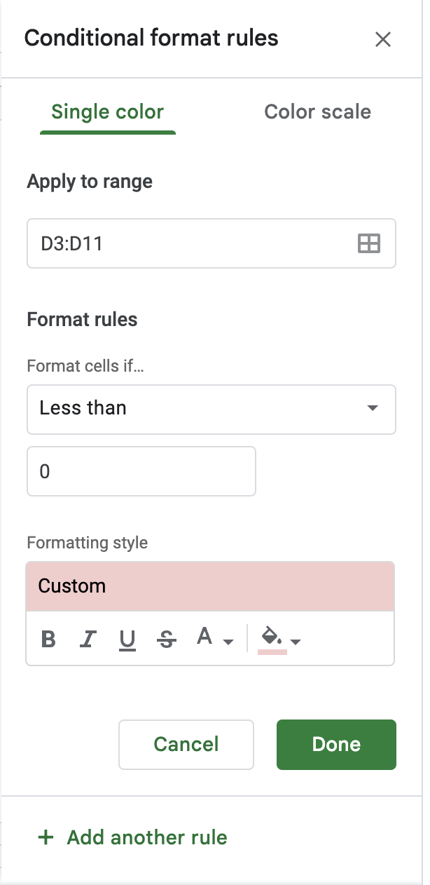 need help coloring a chart with profit and loss items : r/sheets