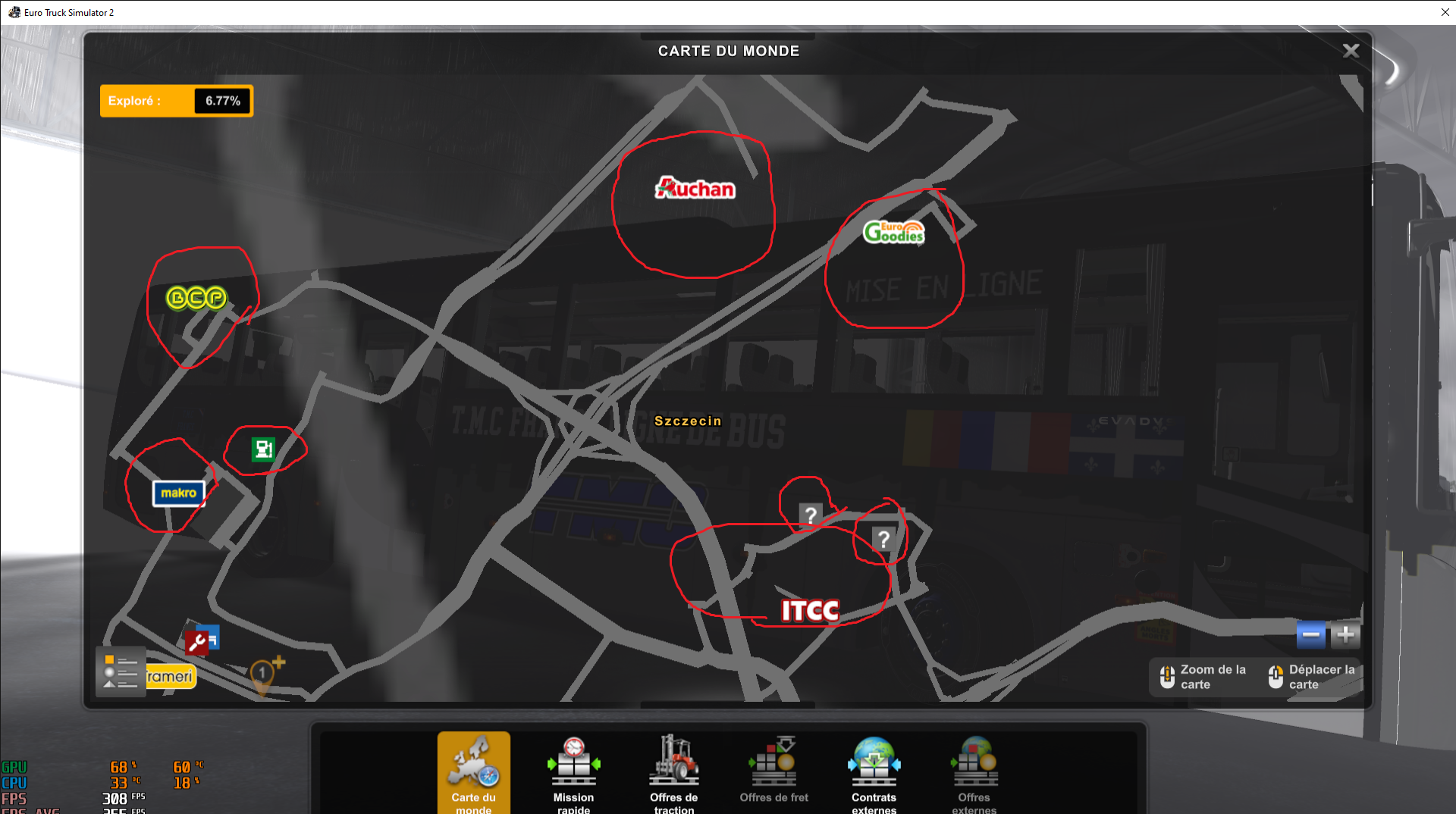 Company, garage, gas station and parking do not display on the map - ProMods