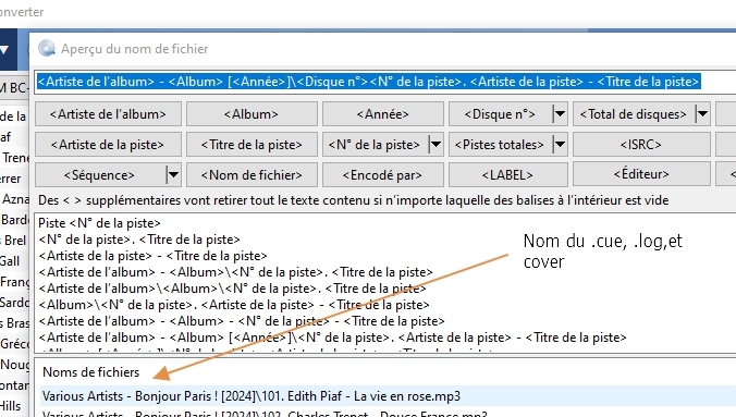 Preview the log, cue covert art filename - EZ CD Audio Converter